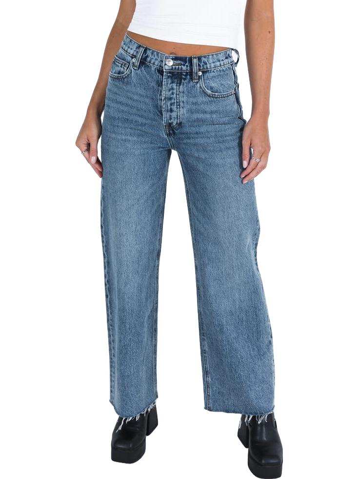 PRINCESS POLLY Princess Polly Fawcett Raw Hem Straight Leg Jeans